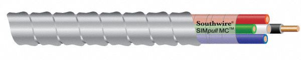 SOUTHWIRE, 12 AWG, 2 Conductors, Metal Clad Cable - 829PK2|13791201 ...