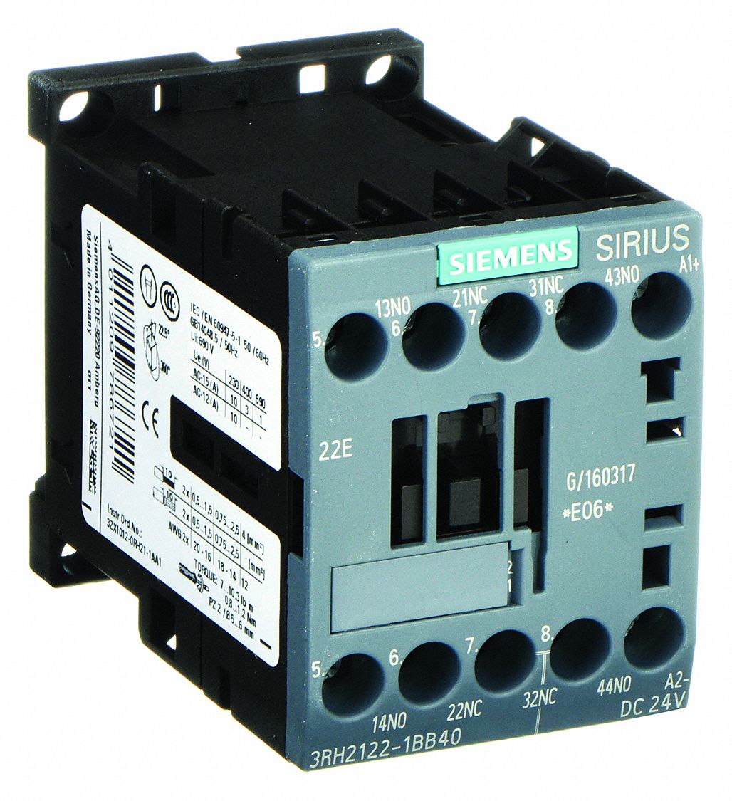 SIEMENS, DIN-Rail & Surface Relay Mounting, 24V DC Coil Volt, IEC ...