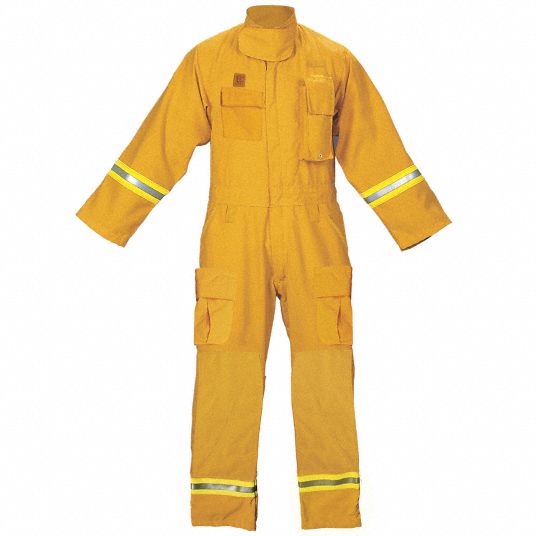 Yellow Turnout Coverall, Fire Resistant Cotton, S, Fits Chest Size 38 ...
