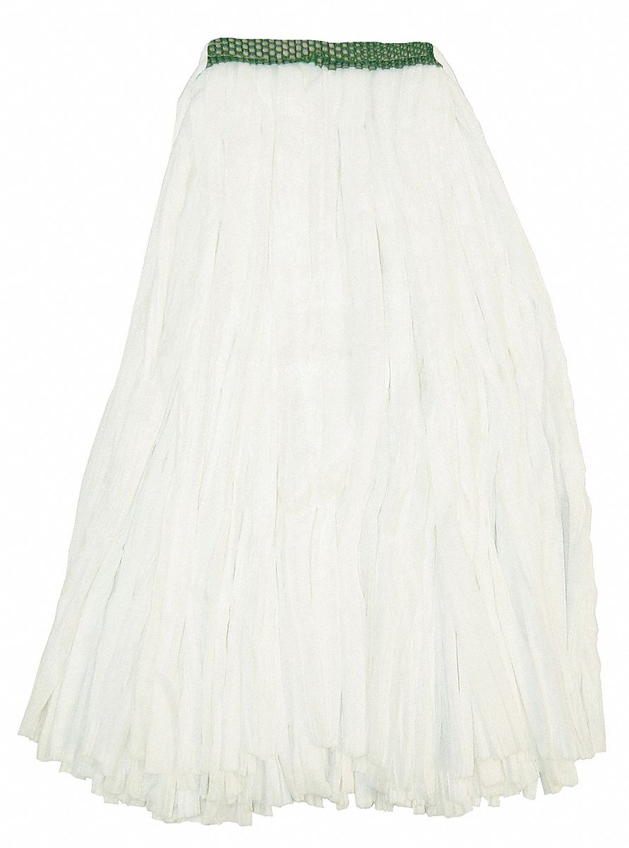 Quick Change Polyester Strip Wet Mop Head, White - Grainger