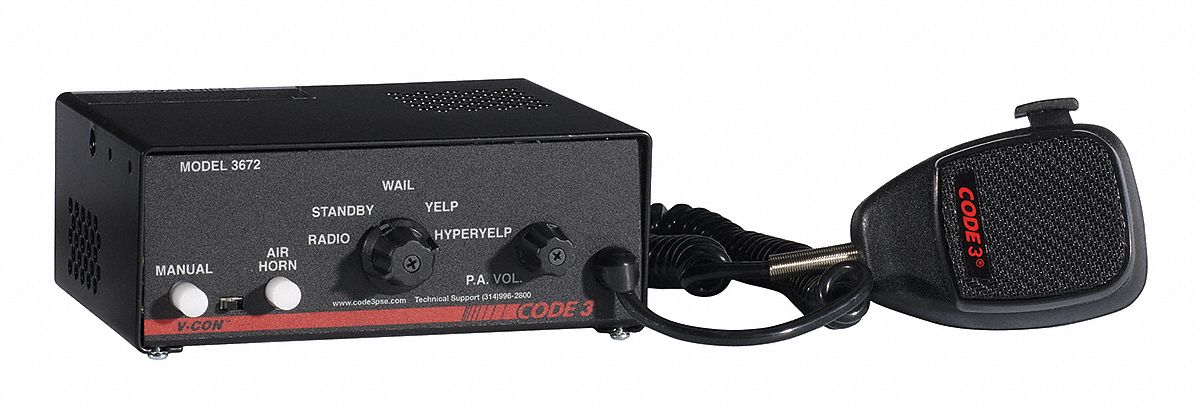 CODE 3 Electronic Siren, Compact, 200W - 13D615|3672S - Grainger