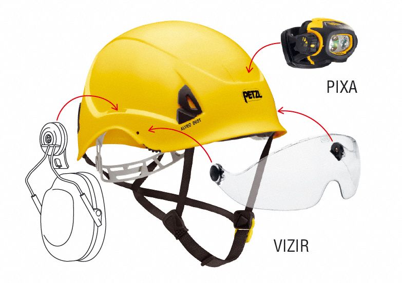 PETZL Yellow Work and Rescue Helmet, Shell Material: ABS, Expanded ...