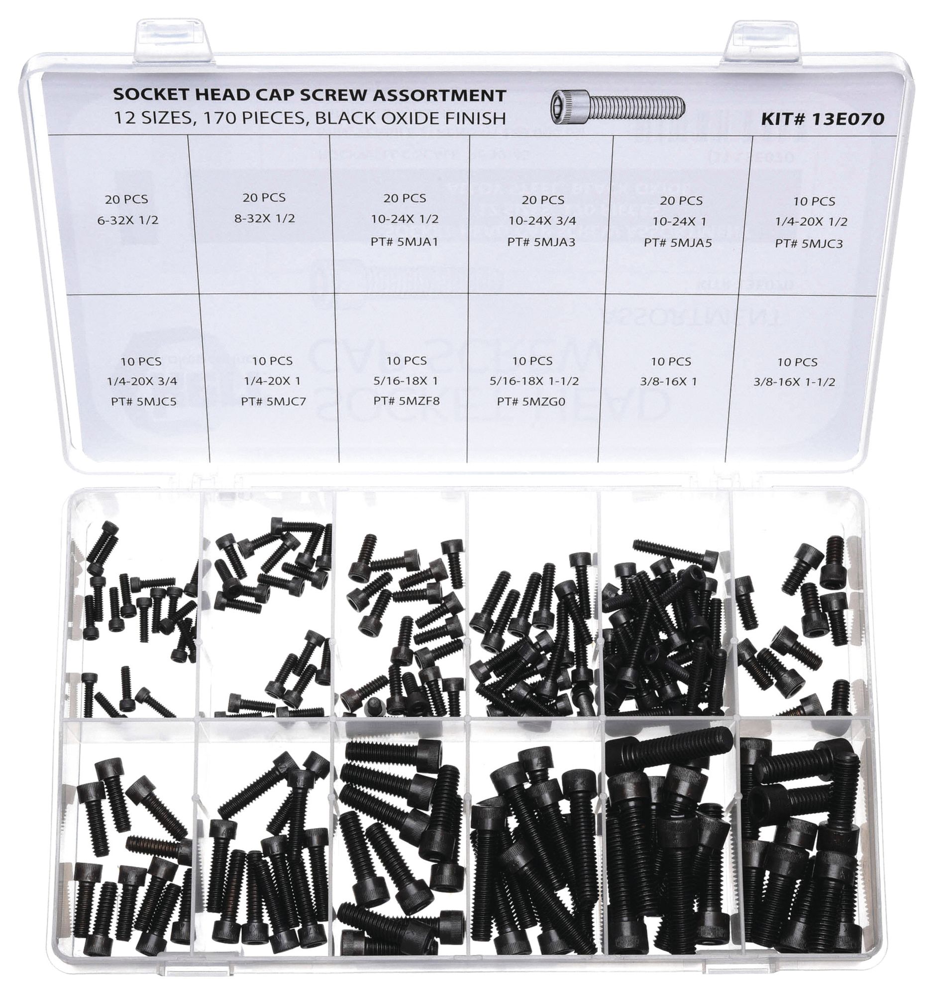 Std, 12 # of Sizes, Cap Screw Assortment - 13E070|SHCS637 - Grainger