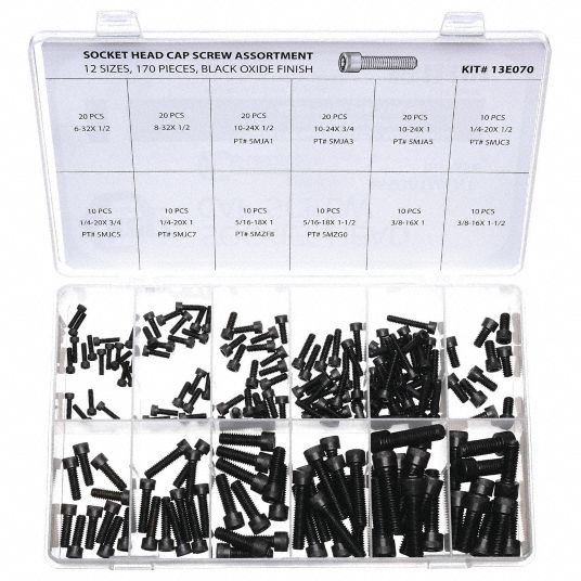 Std, 12 # of Sizes, Cap Screw Assortment - 13E070|SHCS637 - Grainger