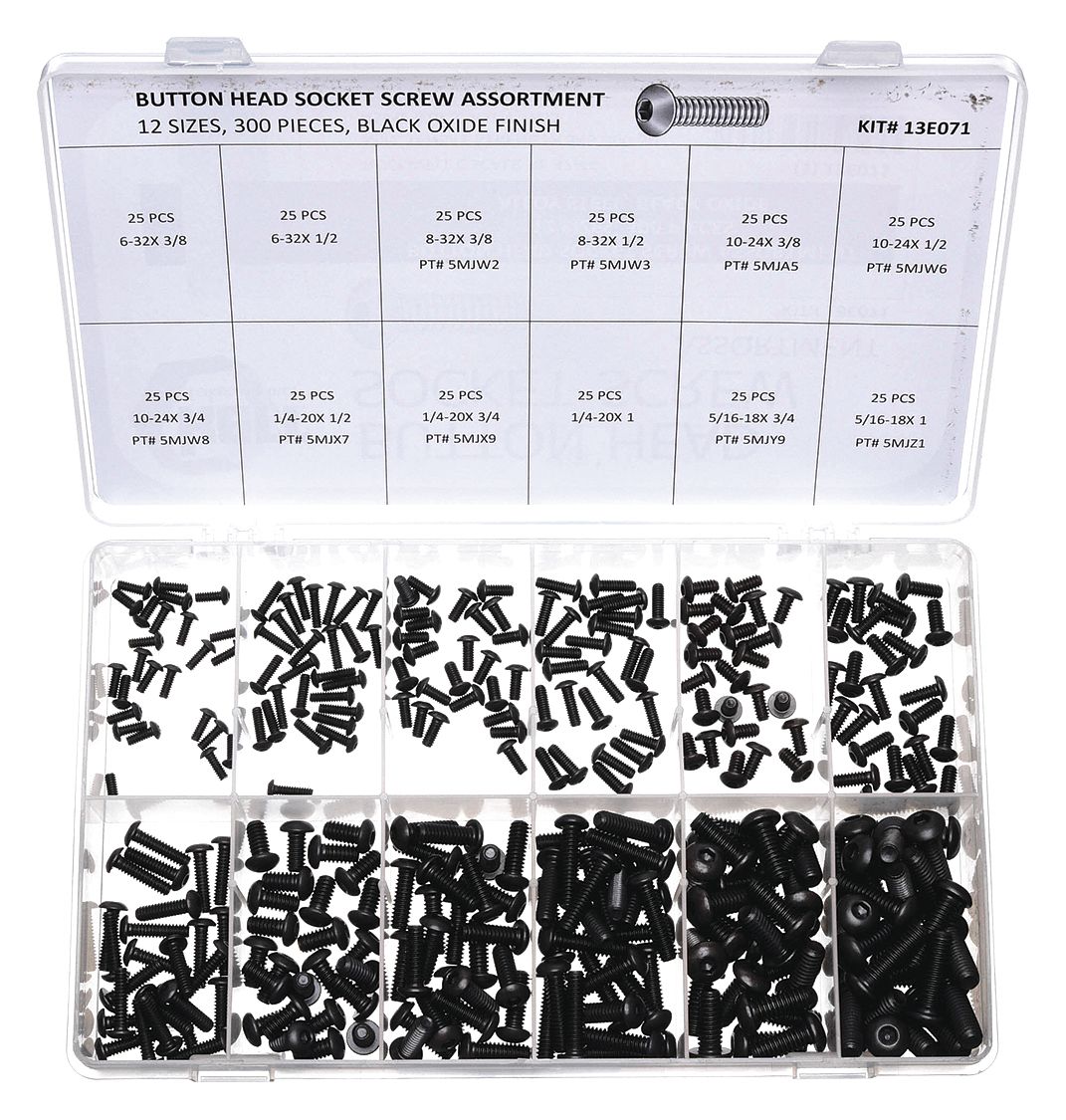 Button, External Hex, Cap Screw Assortment - 13E071|BHCS631 - Grainger