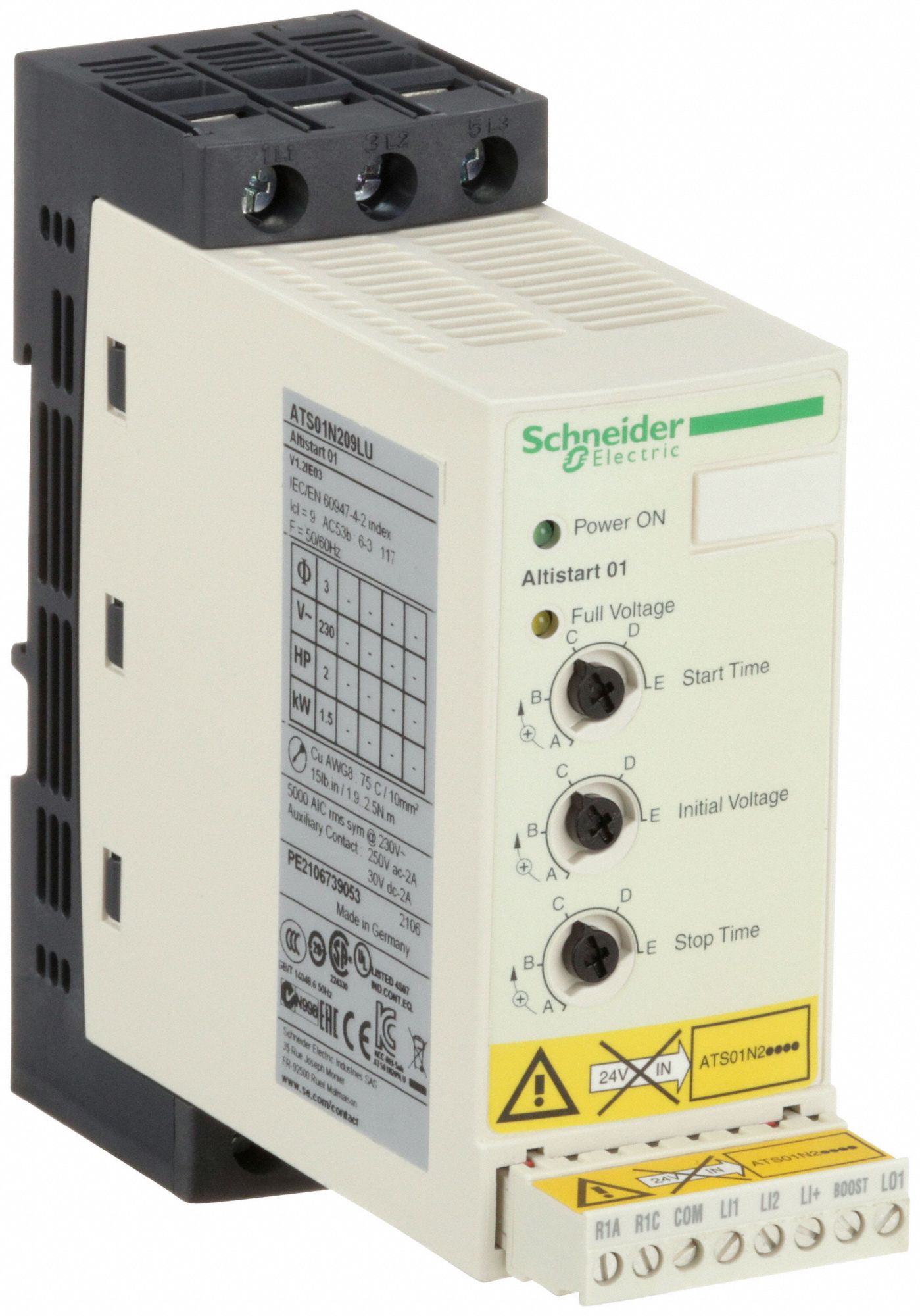 SCHNEIDER ELECTRIC, 200 to 240V AC, 12 A Output Current, Soft Start ...