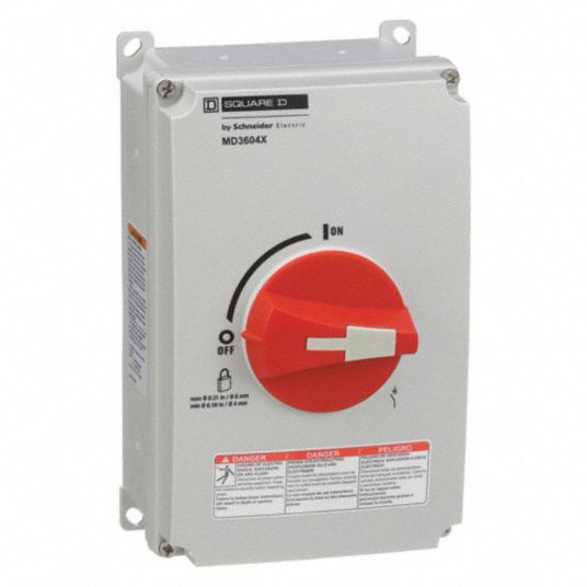 SQUARE D Enclosed Disconnect Switch: Nonfusible, 60 A Amps, 220 to 240V ...