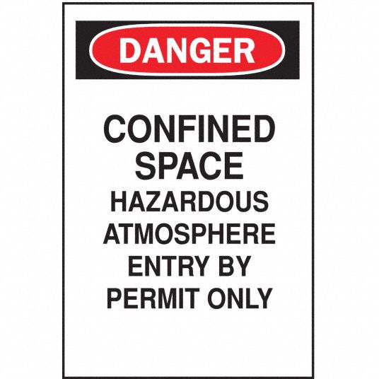 Danger Sign, Confined Space Hazardous Atmosphere Entry By Permit Only ...