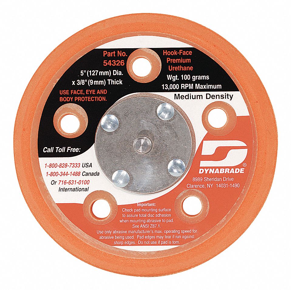 5 in Hook-and-Loop Disc Backup Pad, 5/16 in-24 Threaded Shaft Back ...
