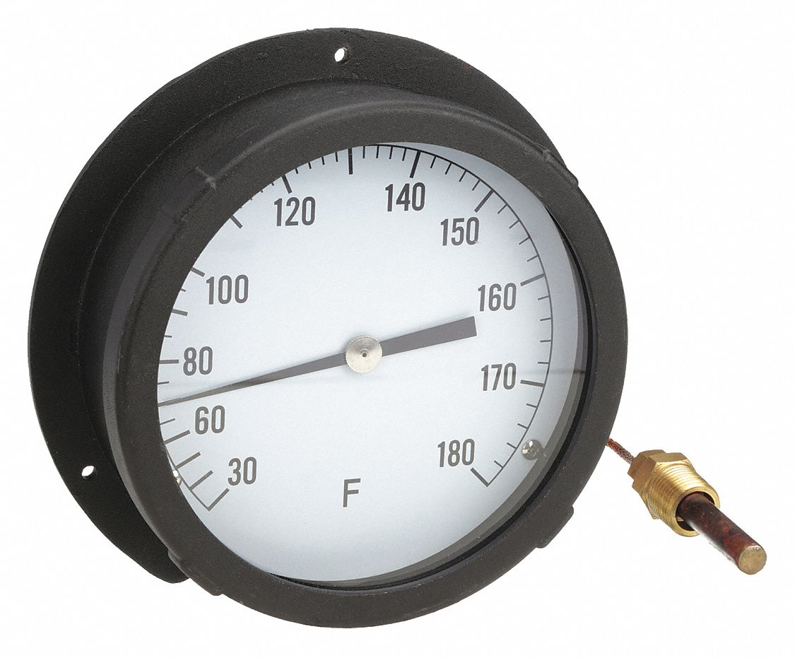 30° to 180°F, 6 in Dial Dia, Analog Panel Mount Thermometer - 13G216 ...