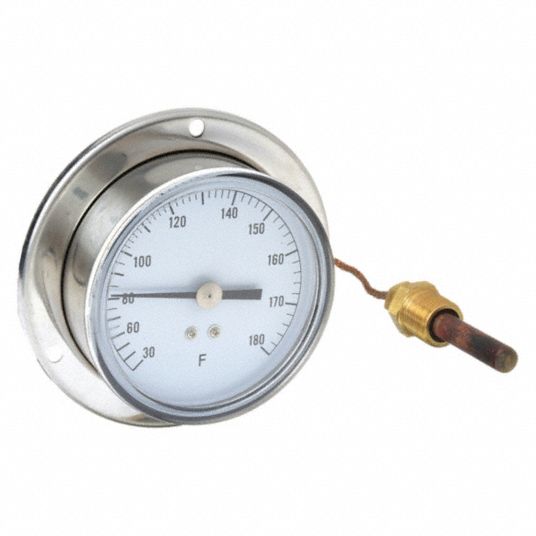30° to 180°F, 3.5 in Dial Dia, Analog Panel Mount Thermometer - 13G231 ...
