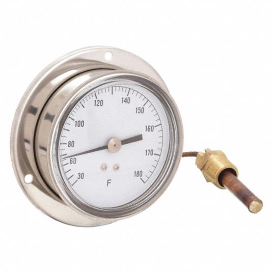 30°F to 180°F, ±1°F (Scale Division), Analog Panel Mount Thermometer ...