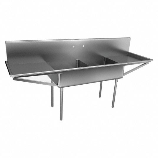 JUST MANUFACTURING, 2 Bowls, 48 in Overall Ht, Scullery Sink - 13G608 ...