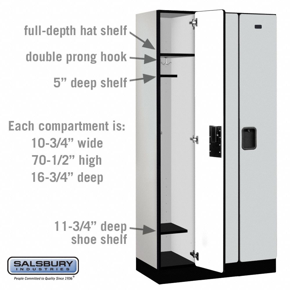 SALSBURY INDUSTRIES Wardrobe Locker, Assembled, Recessed Hasp - 13K770 ...