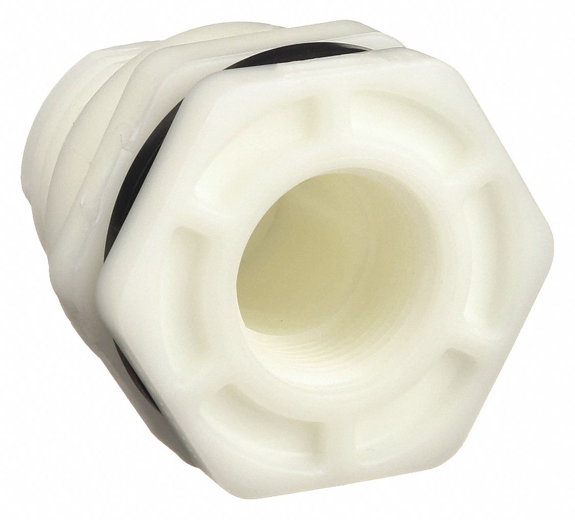 HAYWARD, Polypropylene Body, 1 in Female NPT Threaded Inside, Bulkhead ...
