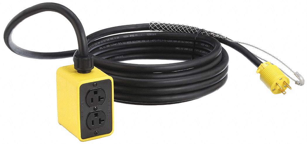KH INDUSTRIES, 50 ft Cord Lg, 12 AWG Wire Size, Pendant Drop Outlet Box ...