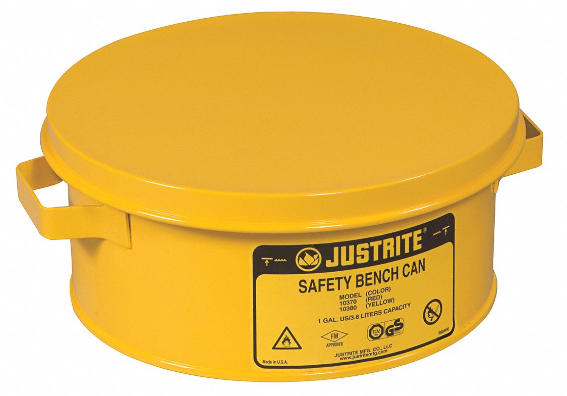 JUSTRITE, 1 gal Capacity, Powder Coated Steel, Bench Can - 13M362|10385 ... JUSTRITE, 1 gal Capacity, Powder Coated Steel, Bench Can - 13M362|10385 ...