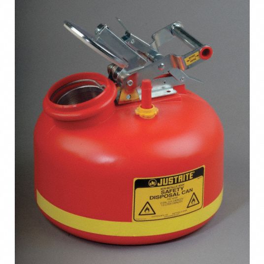 JUSTRITE, 2 gal Capacity, Flammables, Flammable Liquid Disposal Can ...