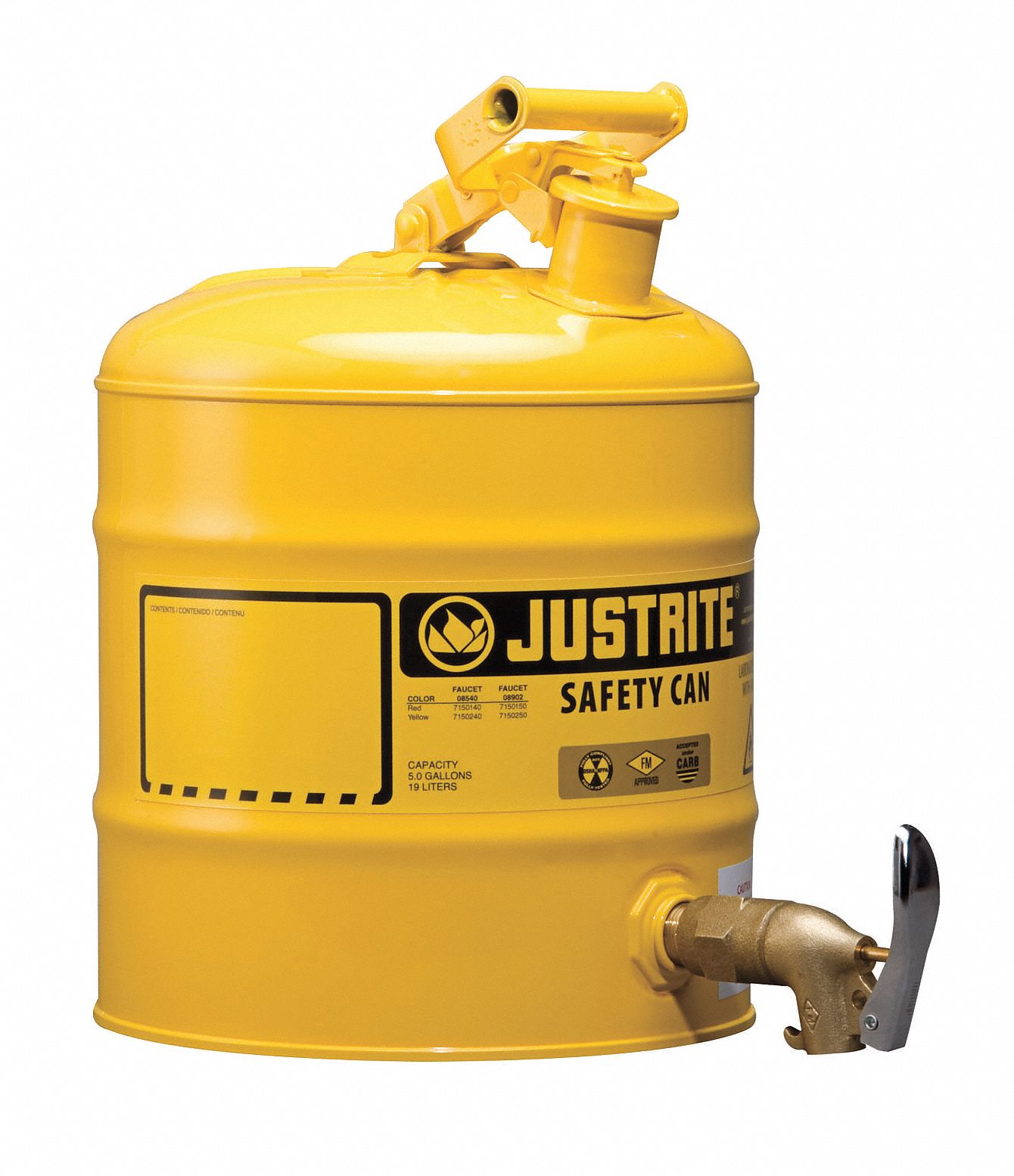 JUSTRITE Bidón de Seguridad Tipo I 5 gal. Amarillo para Diésel ...