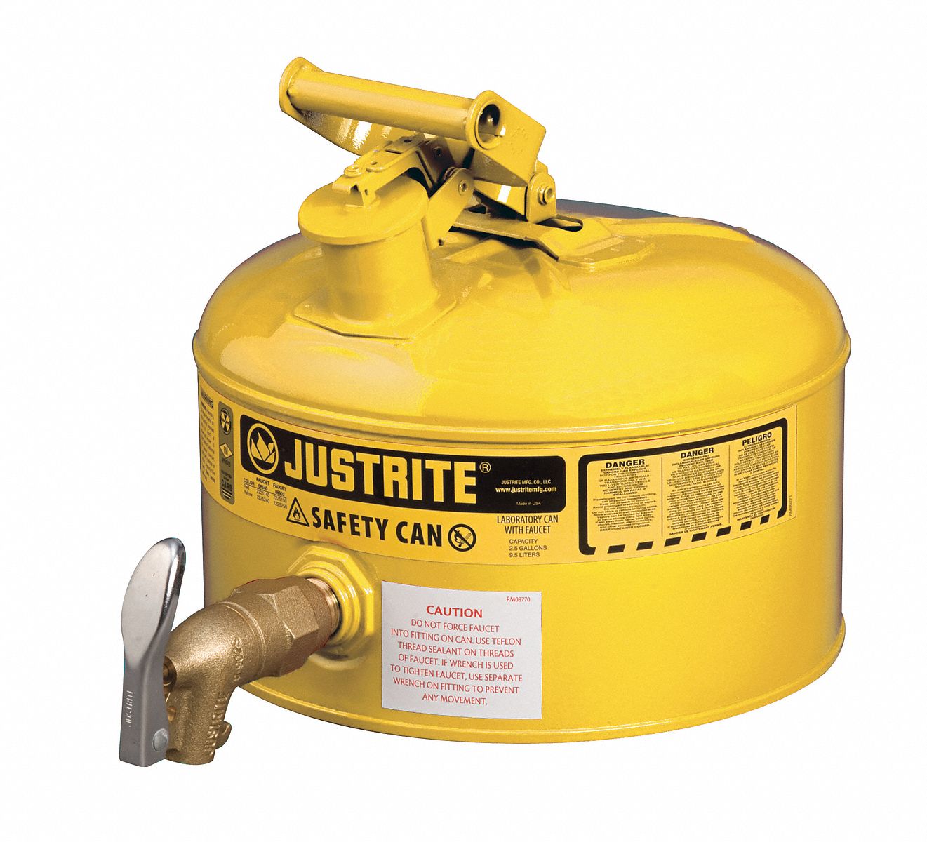JUSTRITE Bidón de Seguridad Tipo I 2-1/2 gal. Amarillo para Diésel ...