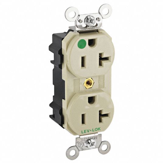 20, Heavy Use Hospital Grade, Modular Receptacle, Ivory, No Tamper ...