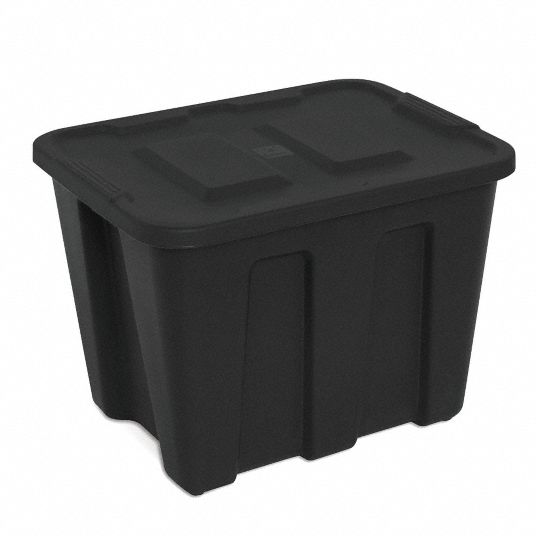Storage Tote, Color Black, Outside Height 17 1/2 in, Outside Length 22 ...