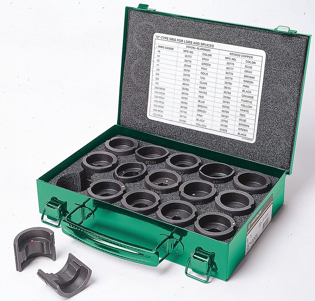 GREENLEE UPPER AND LOWER CRIMPING DIE SET, 6 AWG TO 750 KCMIL COPPER ...