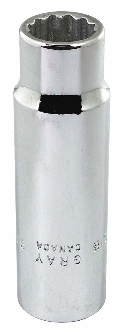 GRAY TOOLS SOCKET 9/16INX1/2IN DR 12PT DP 3.25 - 4114 - GRTLD18 | LD18 ...