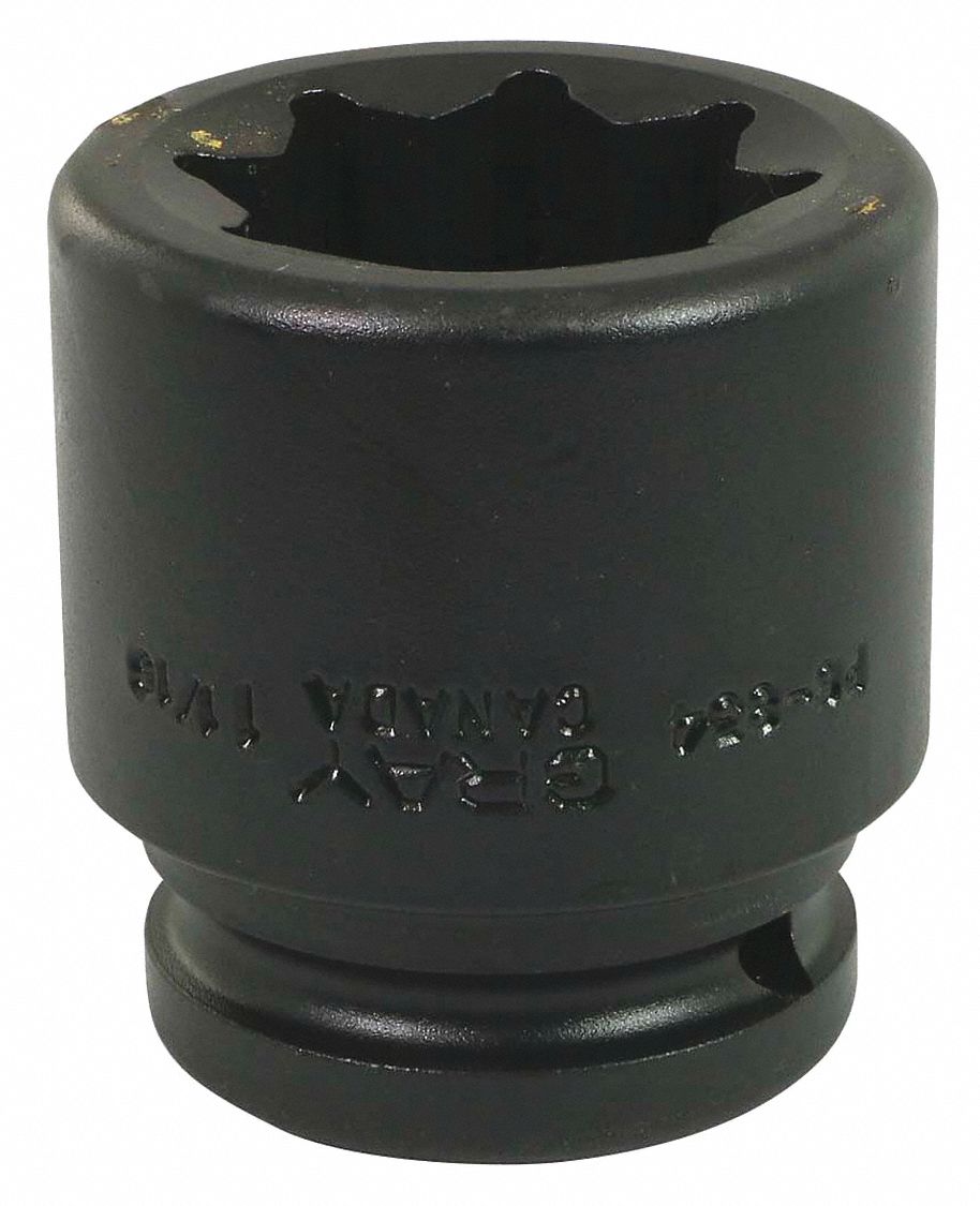 GRAY TOOLS IMPACT SOCKET, 8 POINT, STANDARD SOCKET, 1 1/16 X 3/4 IN ...