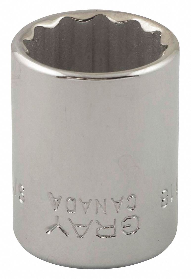 GRAY TOOLS SOCKET 9/16INX3/8IN DR 12 PT REG CH - 4114 - GRTT18 | T18 ...