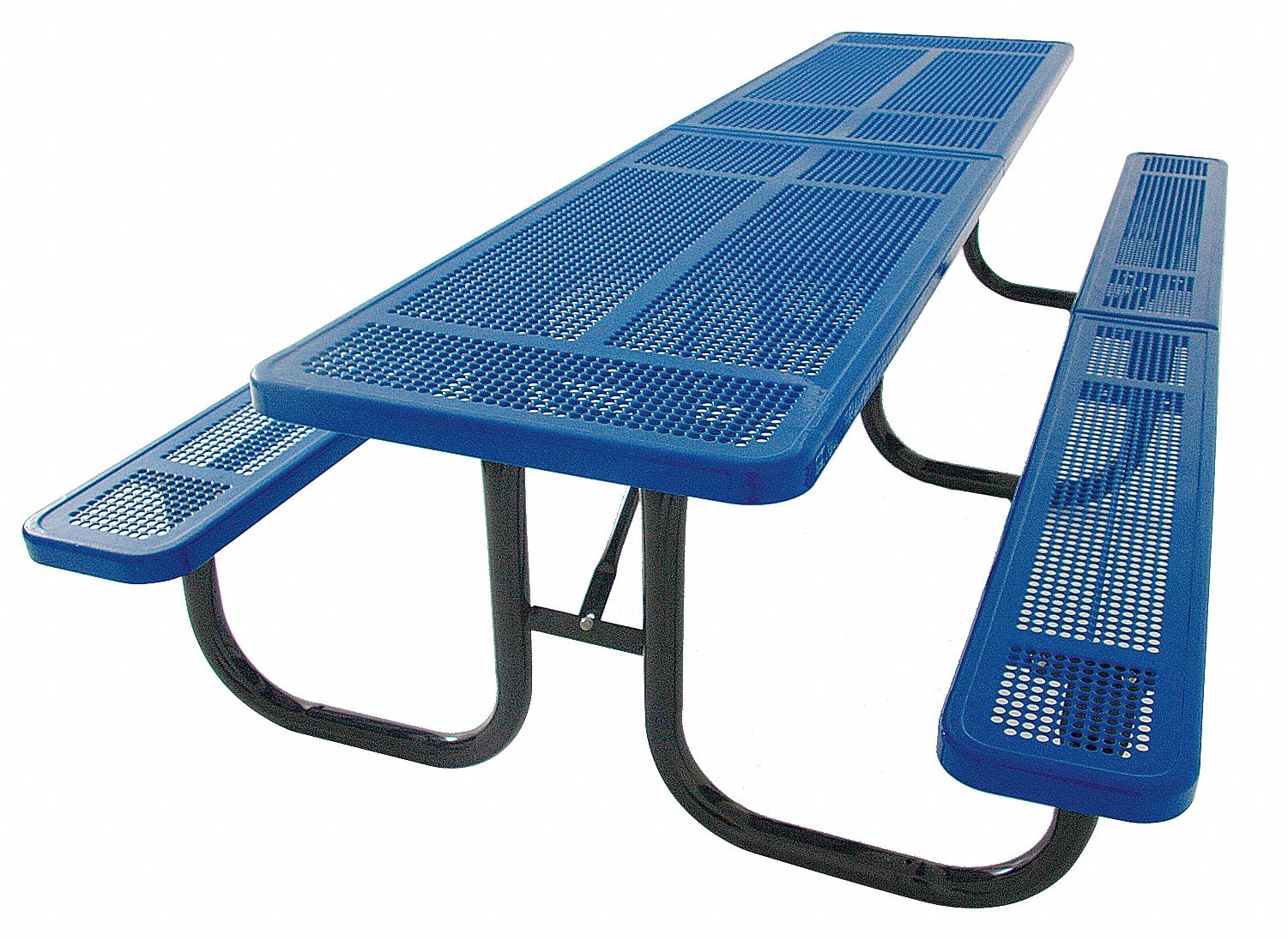 70 inD x 120 inW Rectangle Perforated Metal Shelter Table, Blue - Grainger