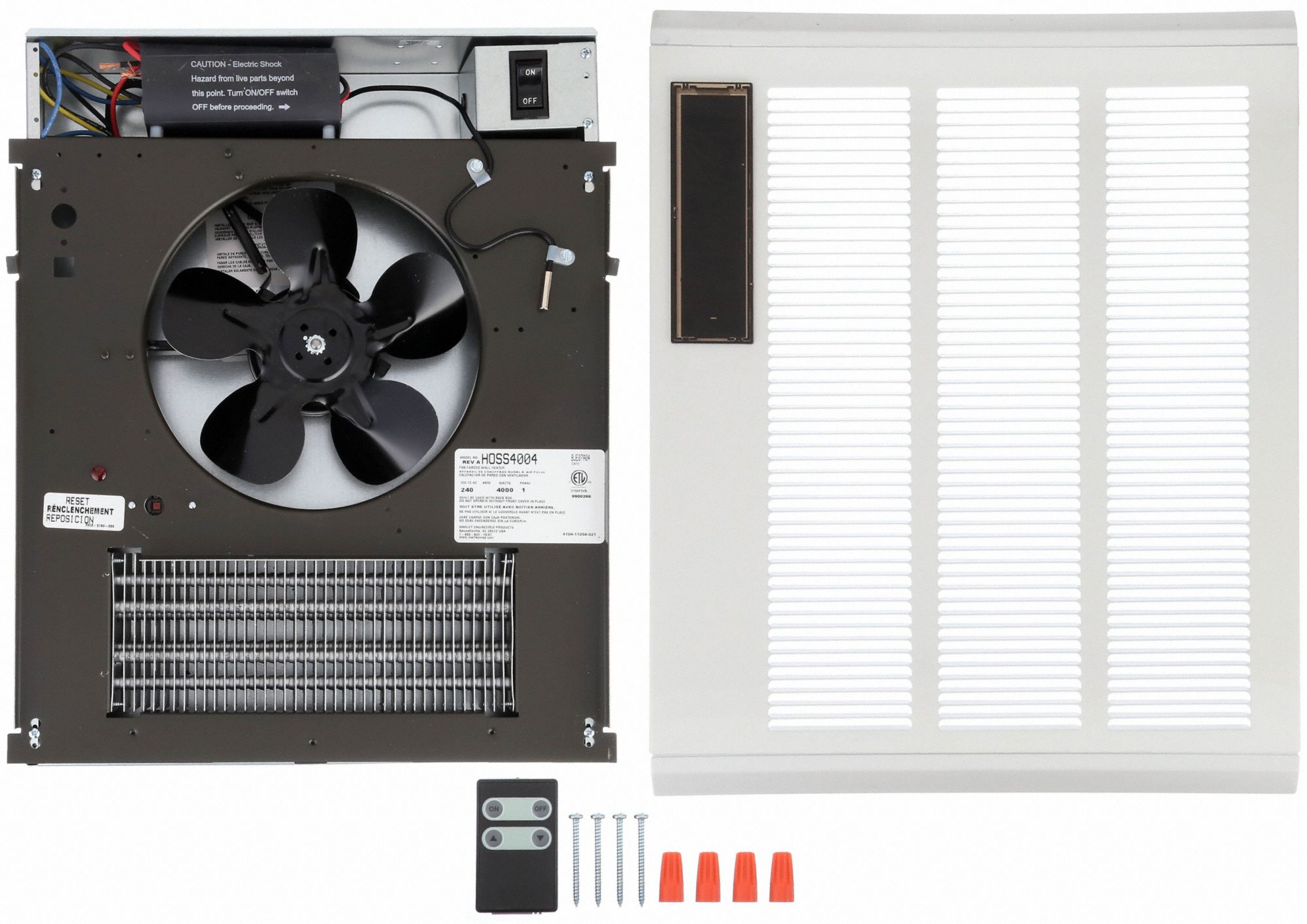 QMARK Recessed Electric Wall-Mount Heater, 1,800W/4,000W, 240V AC, 1 ...