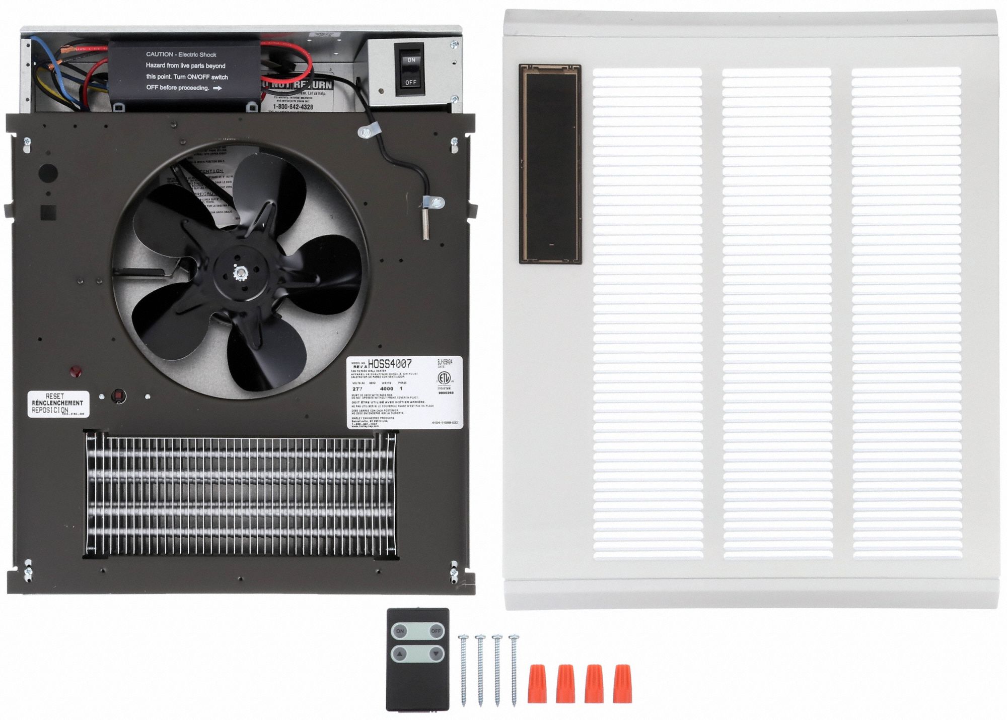 QMARK Recessed Electric Wall-Mount Heater, 1,800W/4,000W, 277V AC, 1 ...