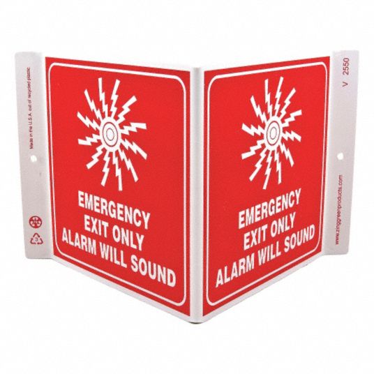 Plastic, Mounting Holes Sign Mounting, Emergency Exit Sign - 13R180 ...
