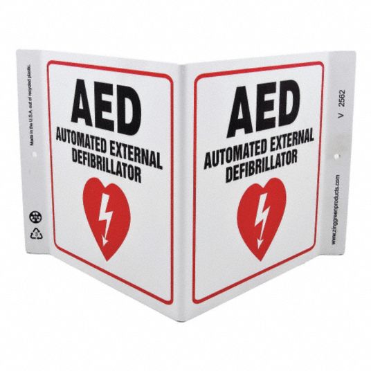 Plastic, First Aid Sign, 12" Width, 7" Height, White, With Mounting ...