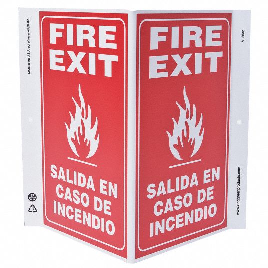 Plastic, Mounting Holes Sign Mounting, Fire Exit Sign - 13R263|2632 ...