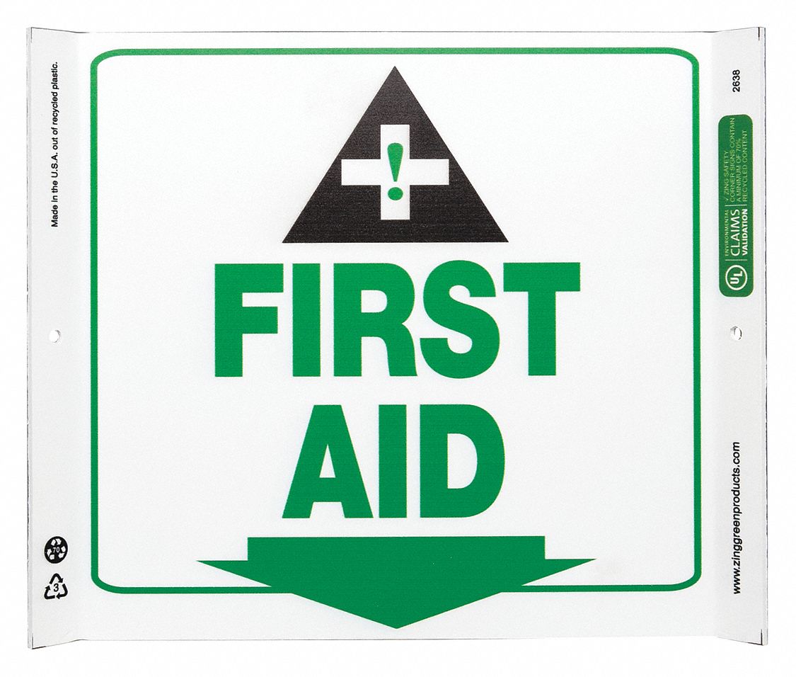 Plastic, Mounting Holes Sign Mounting, First Aid Sign - 13R269|2638 ...