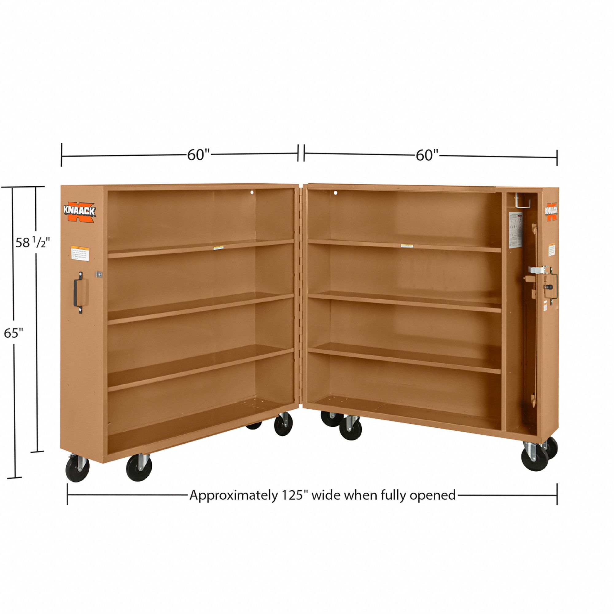 KNAACK Clamshell Jobsite Cabinet: 60 in Overall Wd, 30 in Overall Dp ...