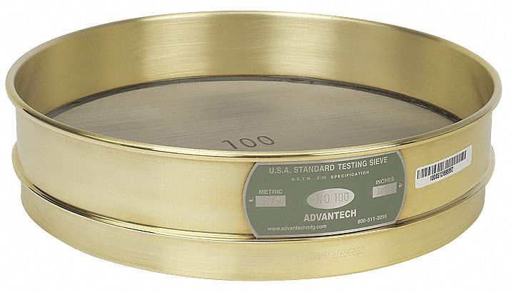 ADVANTECH Testing Sieve: Wire Cloth Test Sieve, Stainless Steel, Brass ...