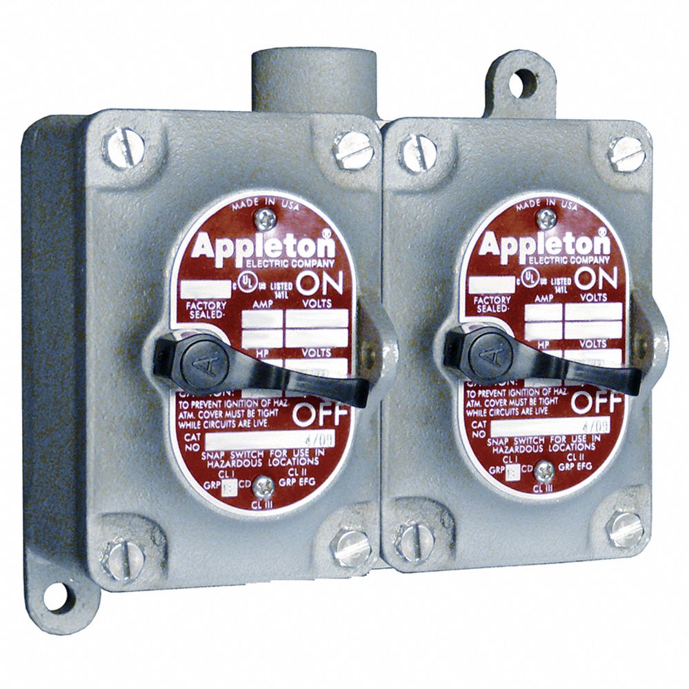 APPLETON ELECTRIC, 2 Gang, 3-Way, Tumbler Switch - 13V005|EDS2230 ...