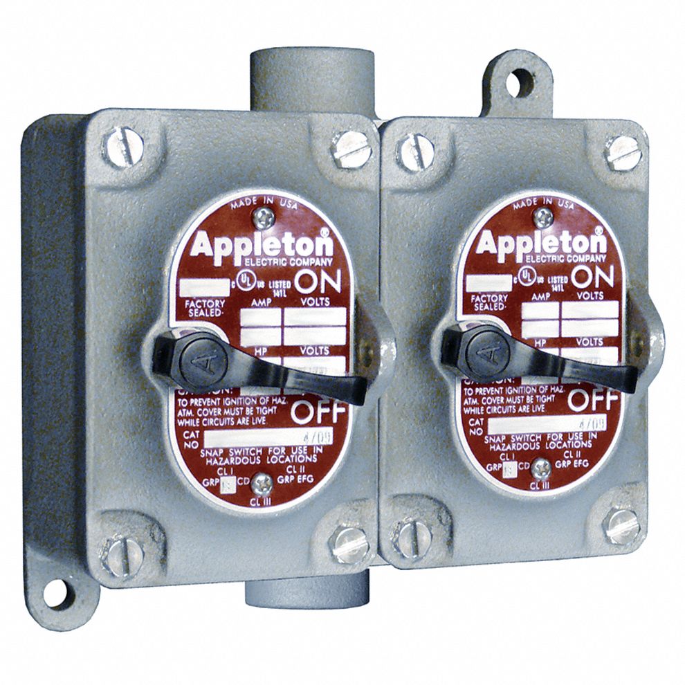 APPLETON ELECTRIC, 2 Gang, 1-Pole, Tumbler Switch - 13V097|EDSC2229 ...
