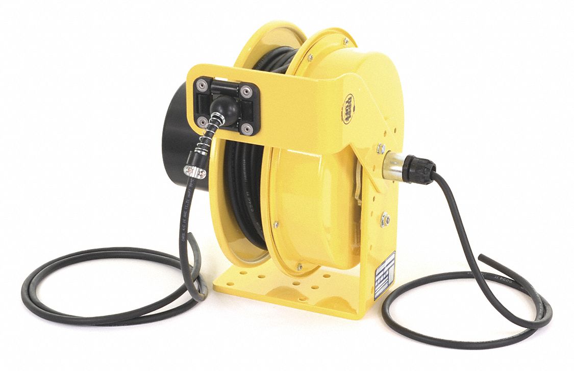 Retractable Cord Reel, 600V AC, Flying Lead, 70 ft, Yellow Reel Color ...
