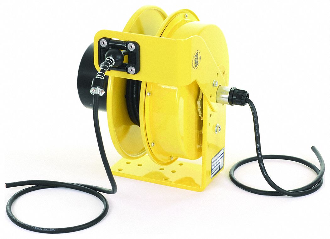 Retractable Cord Reel, 600V AC, Flying Lead, 30 ft, Yellow Reel Color ...
