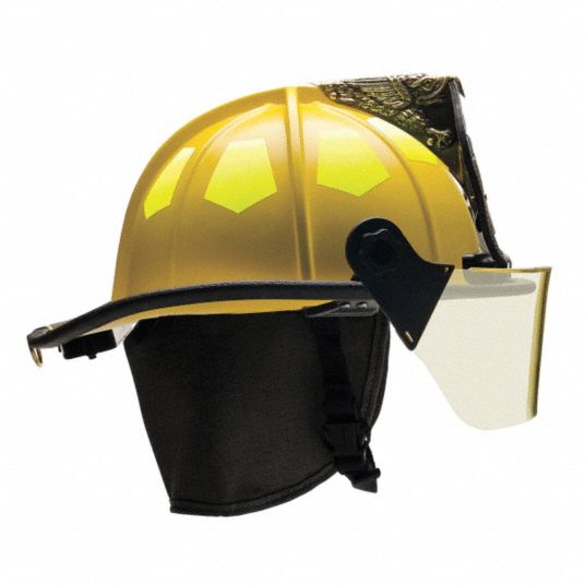 BULLARD, 6-1/2 to 8 Fits Hat Size, Yellow, Fire Helmet with TrakLite ...