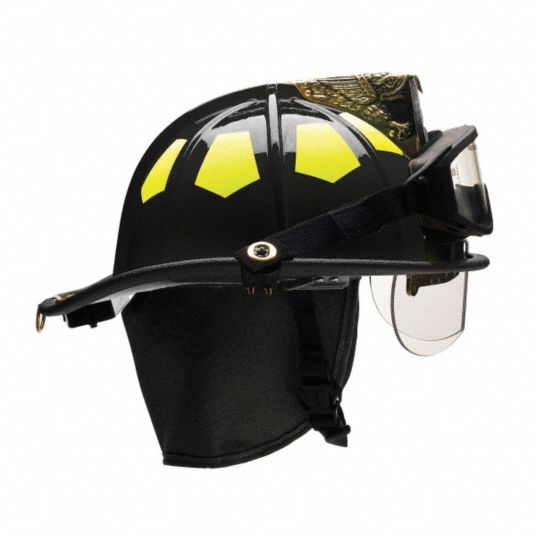 BULLARD Fire Helmet with TrakLite: 6-1/2 to 8 Fits Hat Size, Black ...