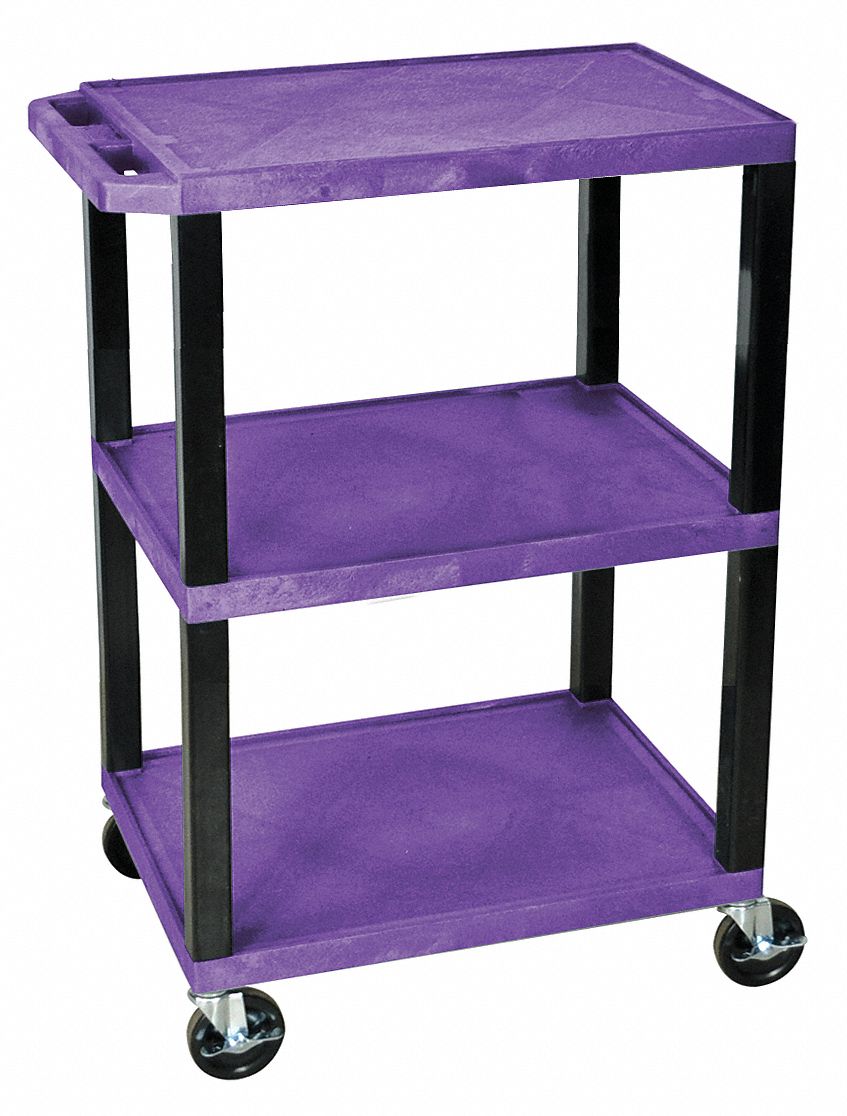 APPROVED VENDOR UTILITY CART,300LBS. CAP.,RESIN,3 SHLVS - Plastic Shelf ...