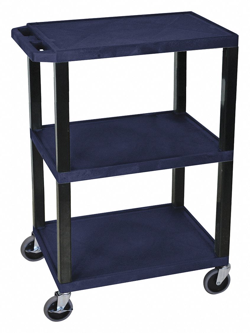 Flat Handle Utility Cart, 300 lb Load Capacity, Number of Shelves 3, 24 ...