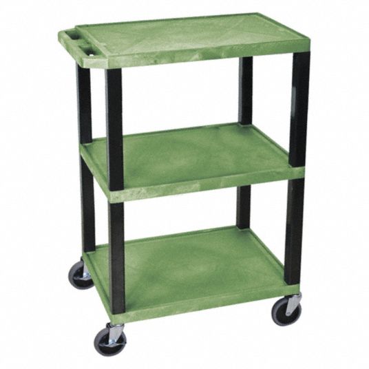 Flat Handle Utility Cart, 300 lb Load Capacity, Number of Shelves 3, 24 ...