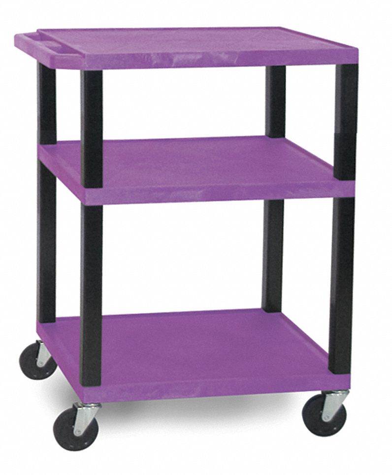 300 lb Load Capacity, 24 in x 18 in, Utility Cart with Lipped Plastic ...