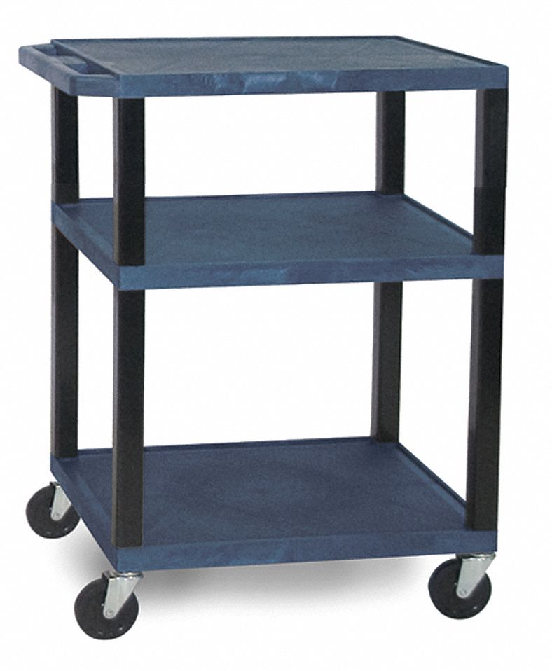 Flat Handle Utility Cart, 300 lb Load Capacity, Number of Shelves 3, 24 ...